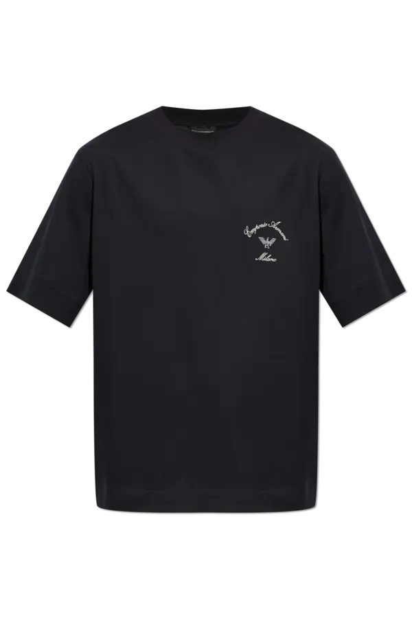 Emporio Armani T-shirt With Embroidered Logo - Navy Blue