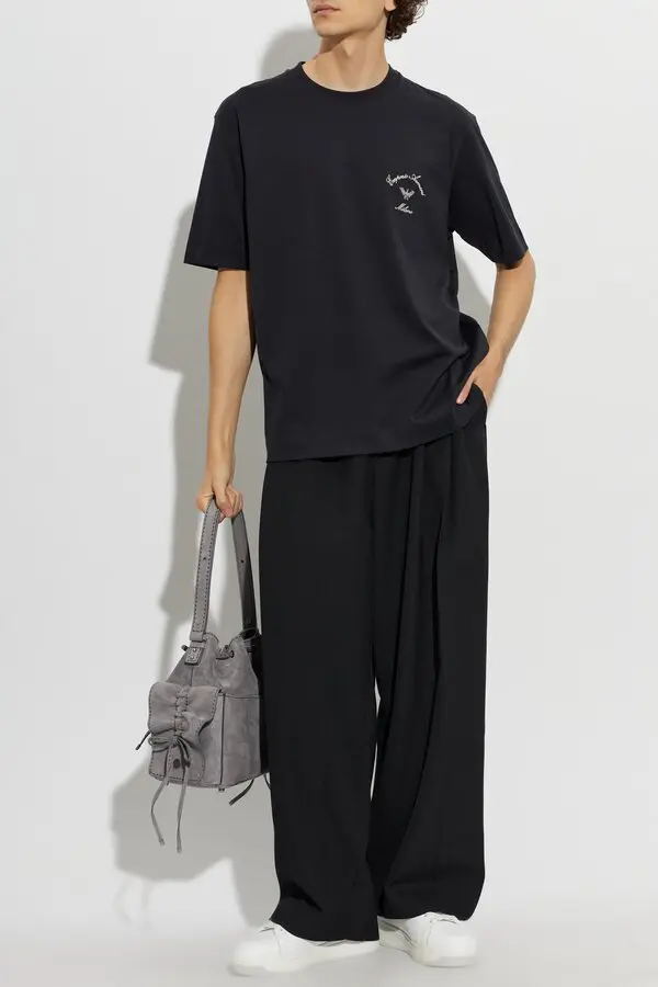 Emporio Armani T-shirt With Embroidered Logo - Navy Blue