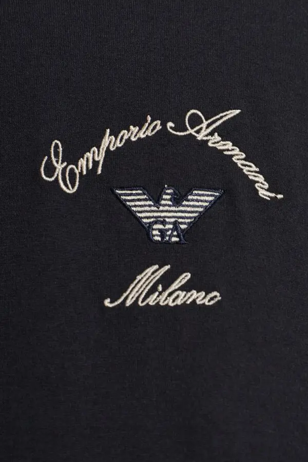 Emporio Armani T-shirt With Embroidered Logo - Navy Blue