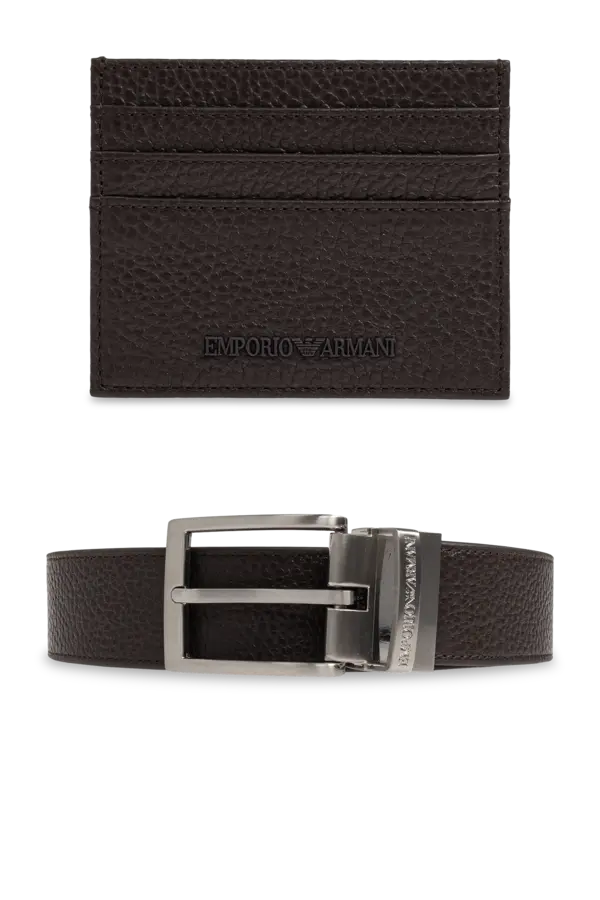 Emporio Armani Leather Set: Belt And Cardholder