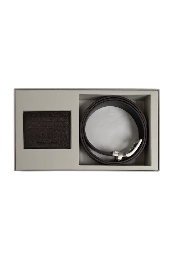 Emporio Armani Leather Set: Belt And Cardholder