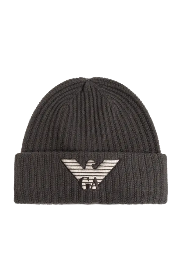 Emporio Armani Wool Beanie With Embroidered Logo