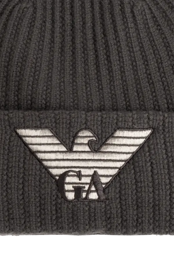 Emporio Armani Wool Beanie With Embroidered Logo