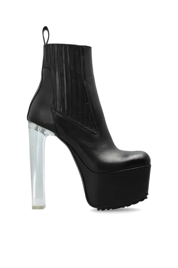 Rick Owens Beatle Kiss 11’ Leather Platform Ankle Boots - Black