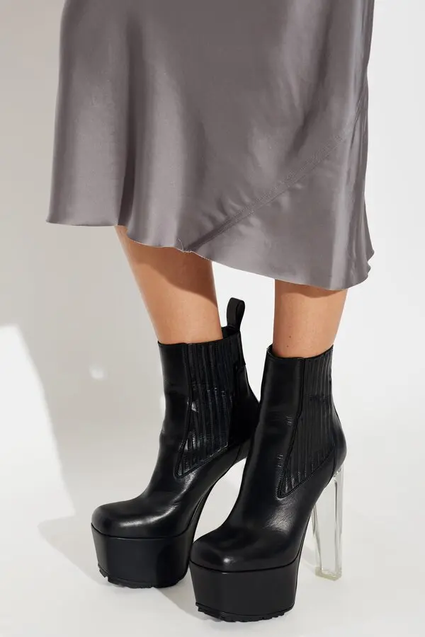 Rick Owens Beatle Kiss 11’ Leather Platform Ankle Boots