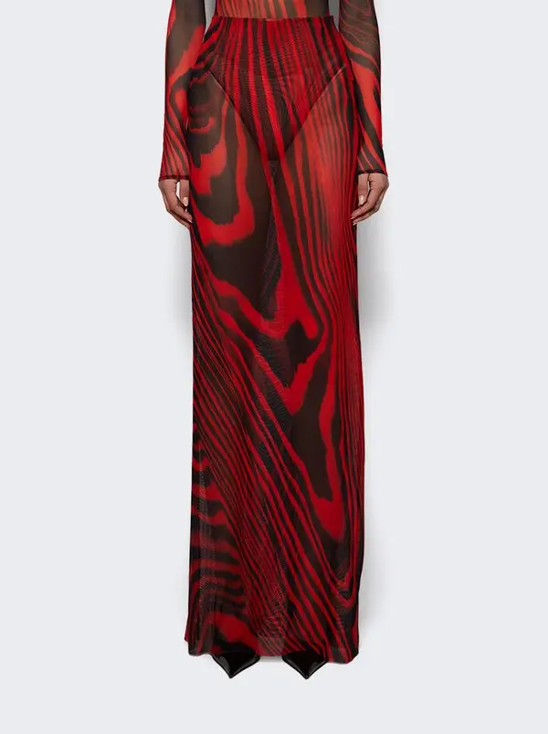 David Koma Printed Mesh Maxi Skirt And Black