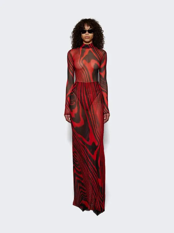 David Koma Printed Mesh Bodysuit And Black