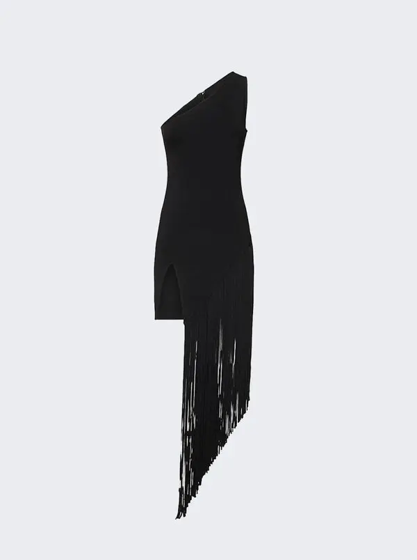 David Koma Asymmetric Fringe Knit Dress