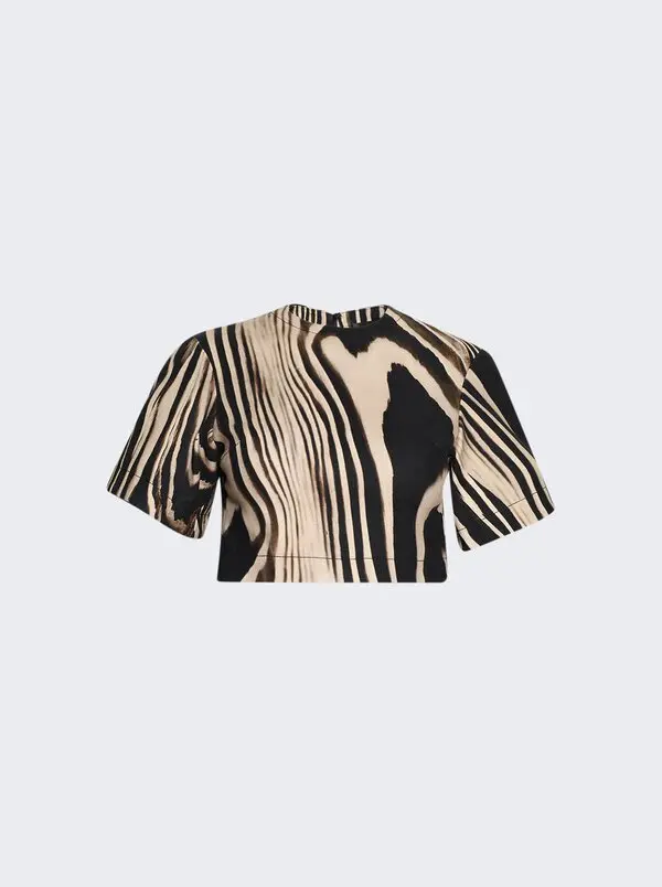 David Koma Zebra Print Crop Top And Black - Beige
