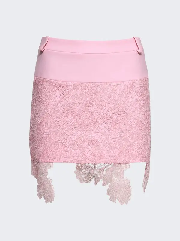 David Koma Fabric Mix Lace Hem Mini Skirt Soft