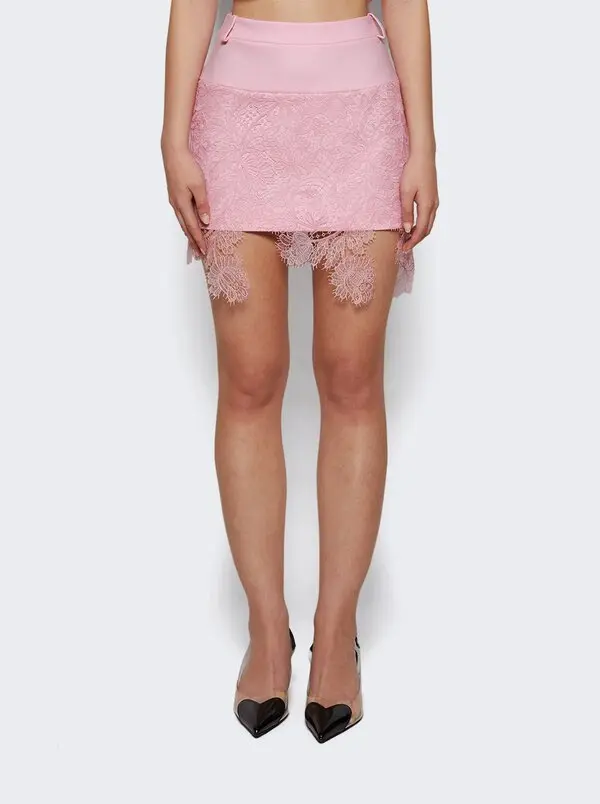 David Koma Fabric Mix Lace Hem Mini Skirt Soft