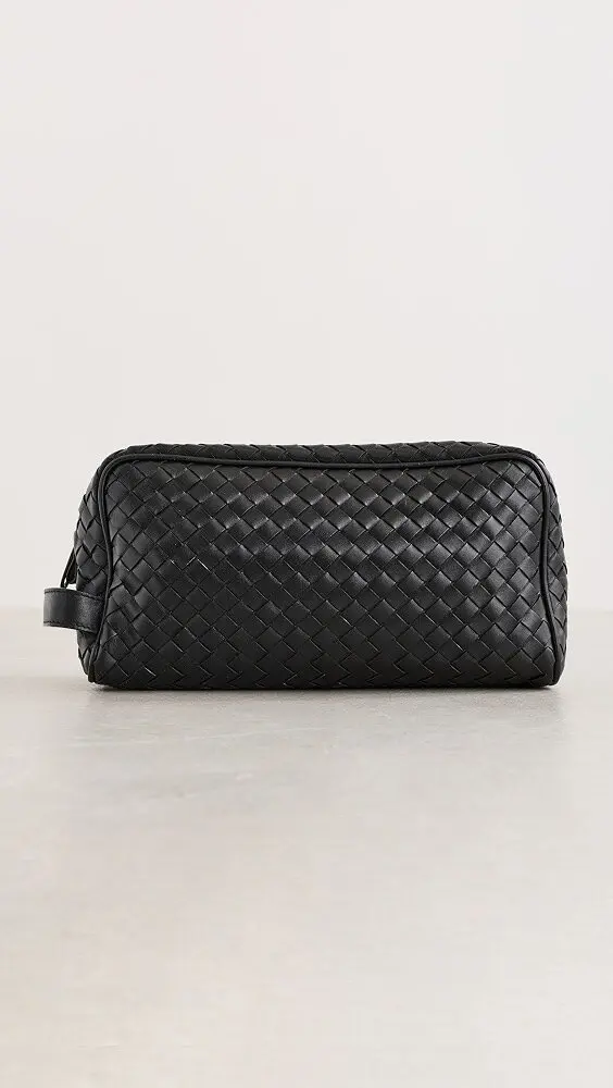 Shopbop Bottega Veneta Intrecciato Calfskin Toiletry Bag - Black