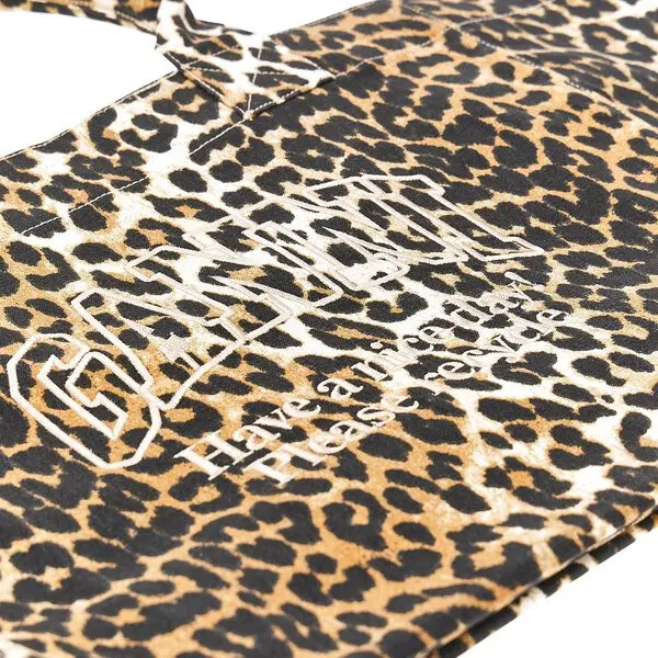 GANNI Leopard Canvas Tote - Multicolor