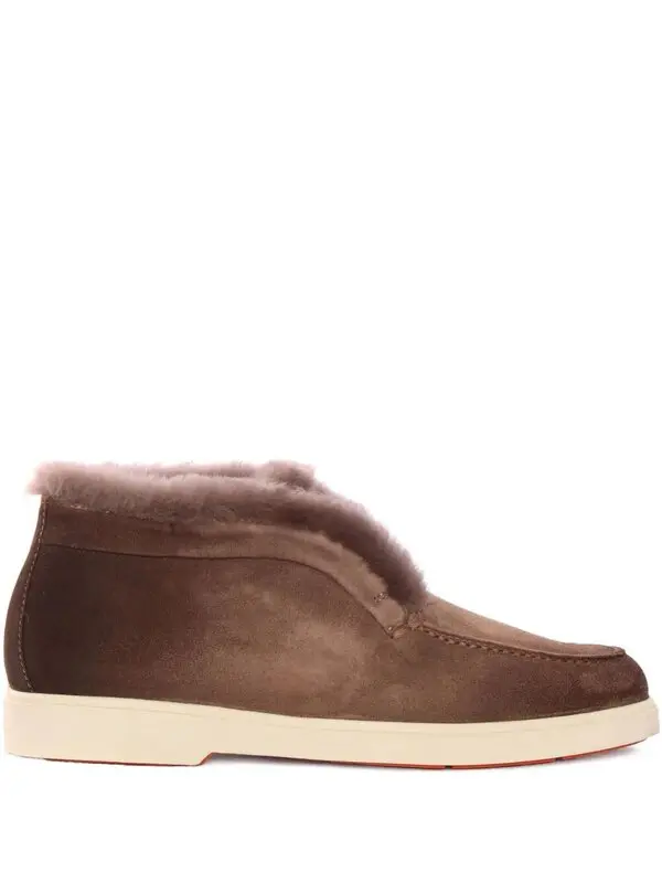 Santoni Yalta Suede Fur Detail Boots