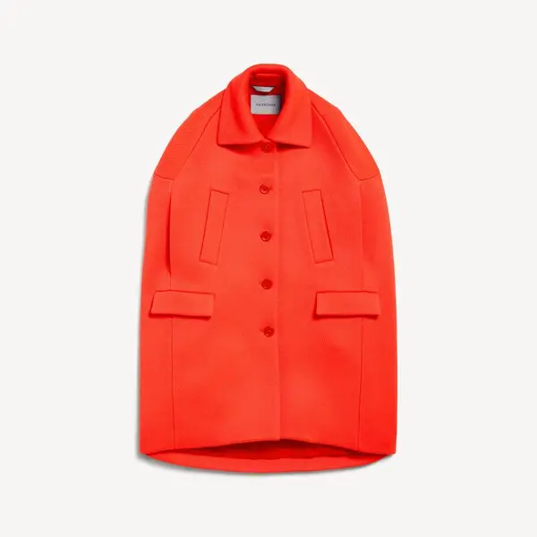 Balenciaga Wool Tricotine Cape Coat