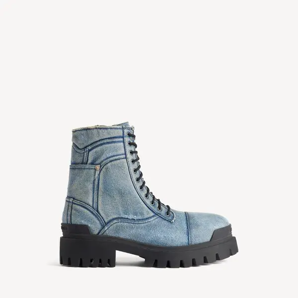 Balenciaga Denim Combat Strike Boot