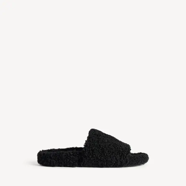 Balenciaga Furry Open Mule - Black