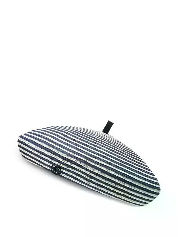MAISON MICHEL Marsha Striped Straw Beret - Blue