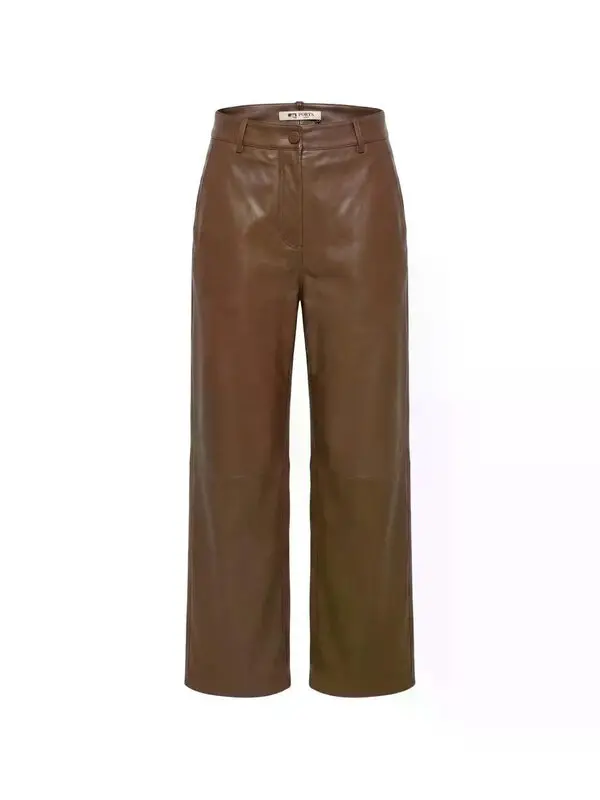 Ports 1961 Leather Wide-leg Trousers - Brown