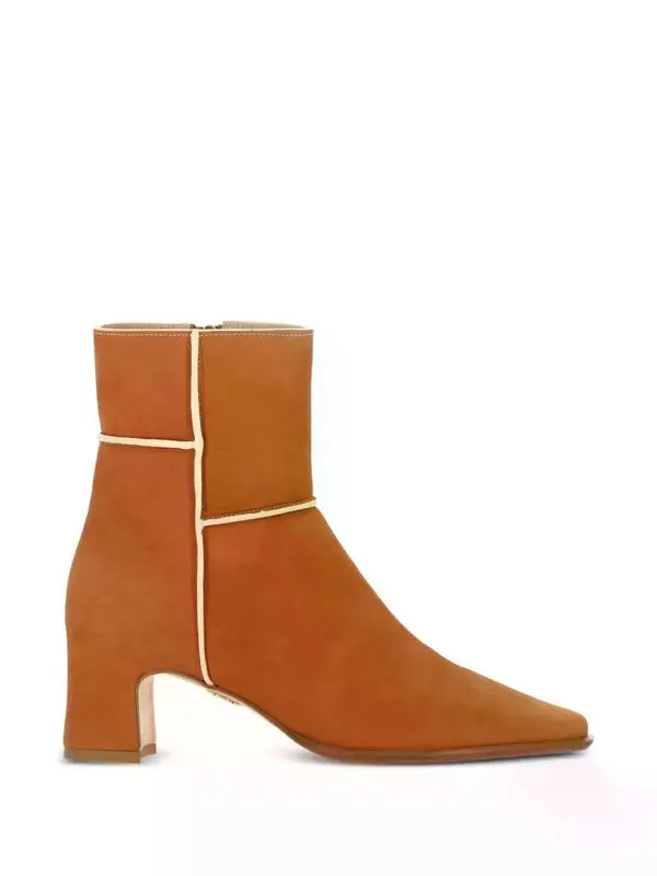 Rodo Piped Square-toe Ankle Boots - Brown