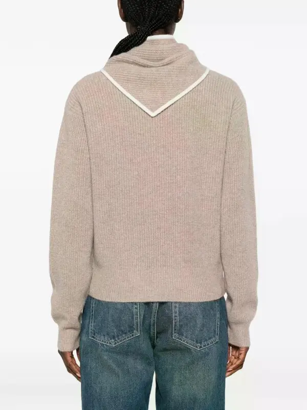 Sandro Ribbed-knit Scarf-detail Wool Sweater