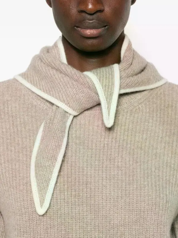 Sandro Ribbed-knit Scarf-detail Wool Sweater