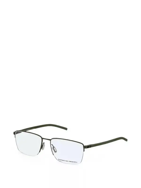 Porsche Design Rectangle-frame Semi-rimless Glasses - Green