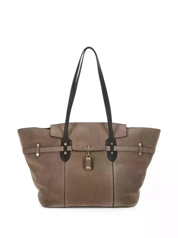 Borbonese Large Premiere Suede Padlock-detail Shoulder Bag