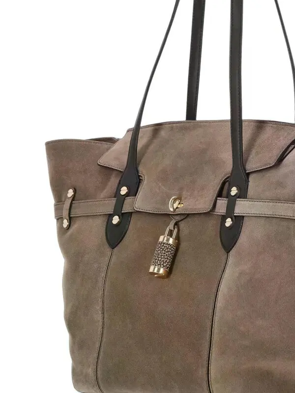 Borbonese Large Premiere Suede Padlock-detail Shoulder Bag