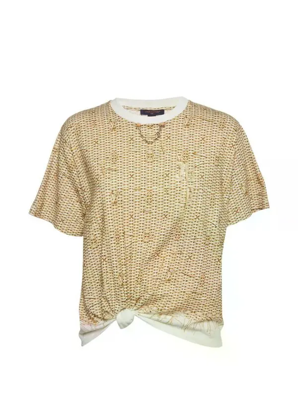 LOUIS VUITTON Monogram Raffia-effect T-shirt - Neutrals