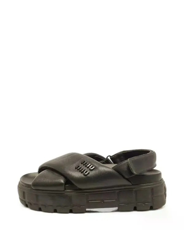 Miu Miu Logo Platform Slingback Sandals