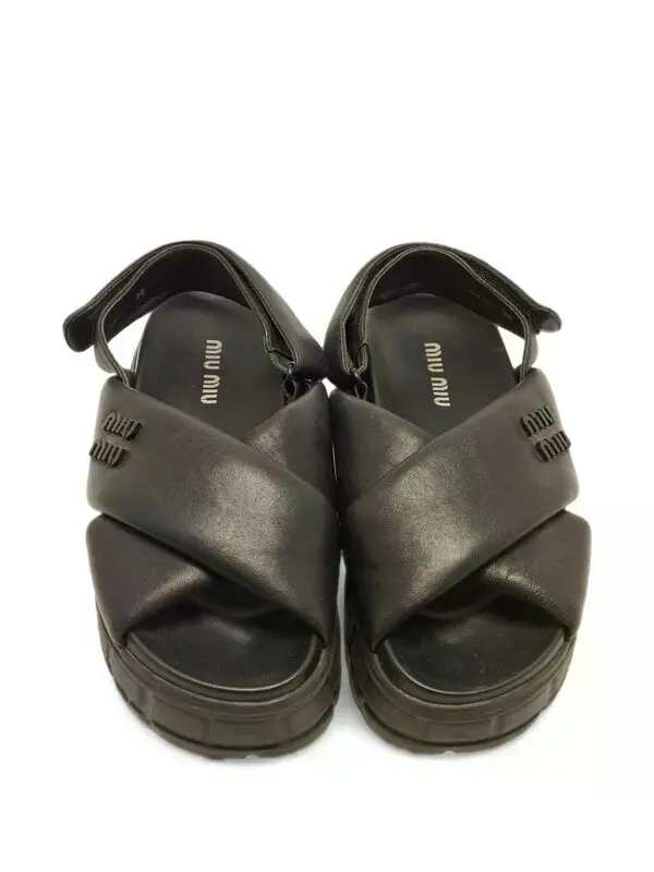 Miu Miu Logo Platform Slingback Sandals
