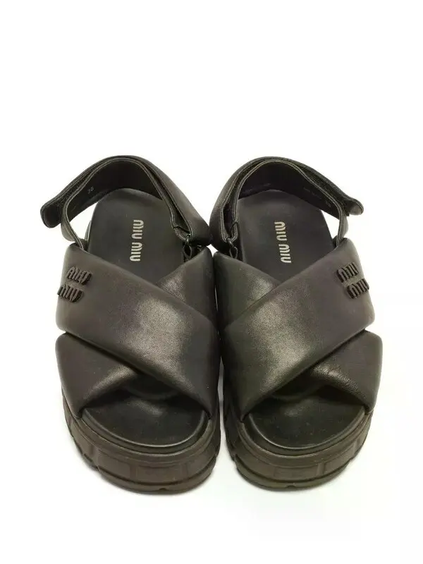 Miu Miu Logo Platform Slingback Sandals - Black