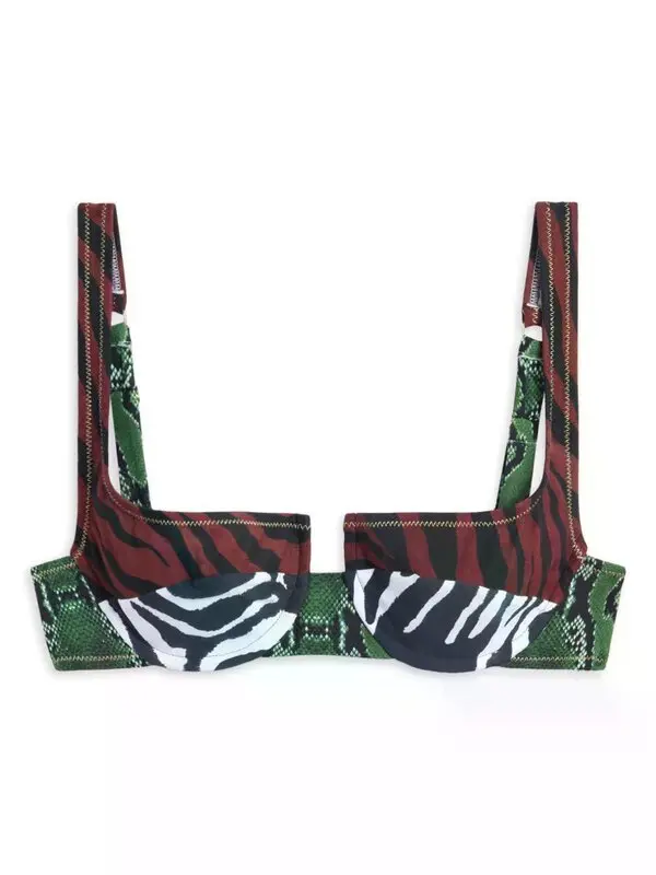 REINA OLGA Brigitte Animal-print Bikini Top
