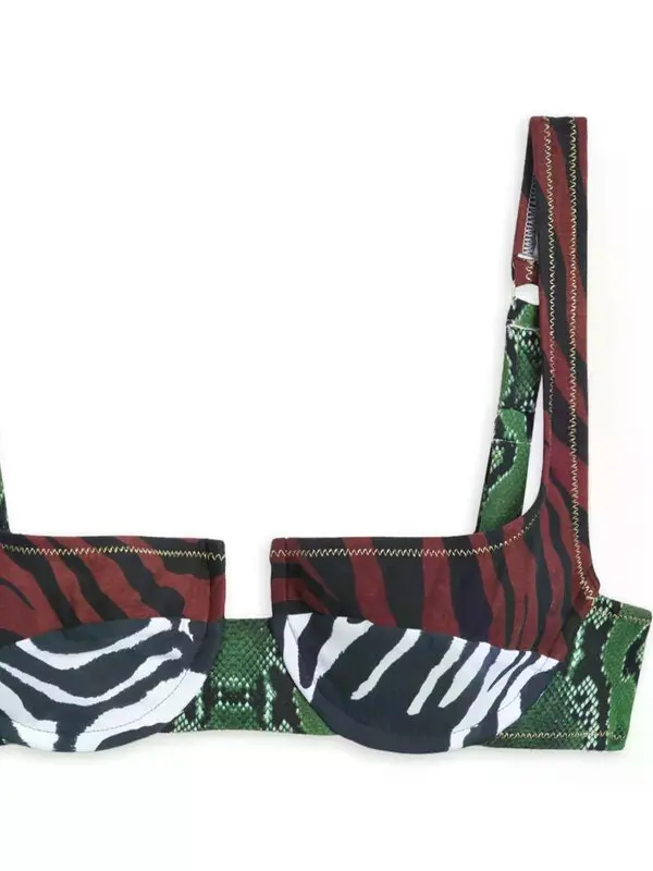 REINA OLGA Brigitte Animal-print Bikini Top - Green