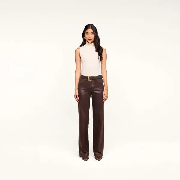 L'Agence Clayton Coated Wide-leg Jean - Dark Java Coated