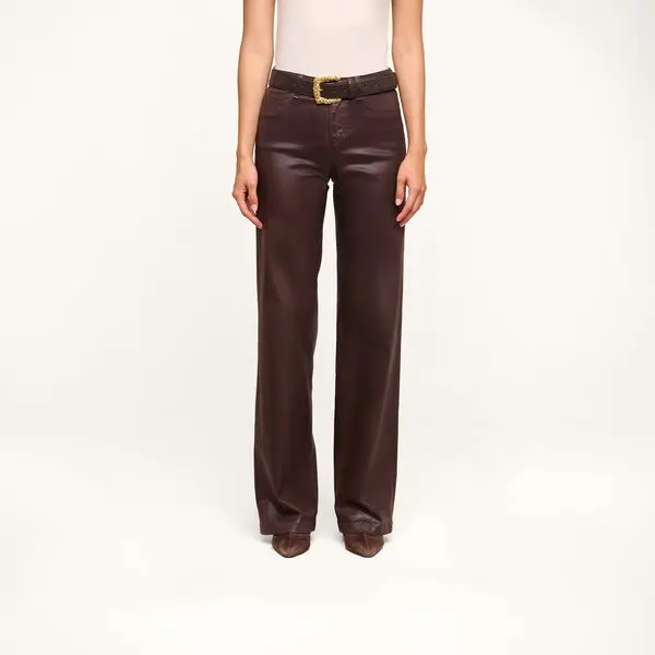 L'Agence Clayton Coated Wide-leg Jean - Dark Java Coated