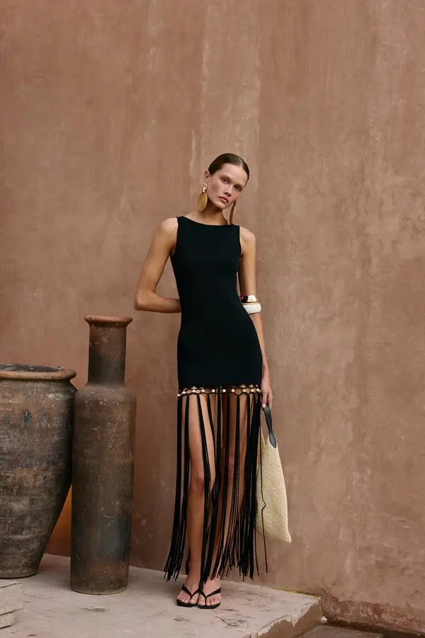 SAME Beaded Fringe Dress