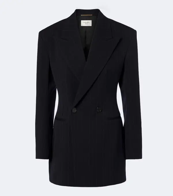 Saint Laurent Chalk Stripe Double-breasted Wool Blazer
