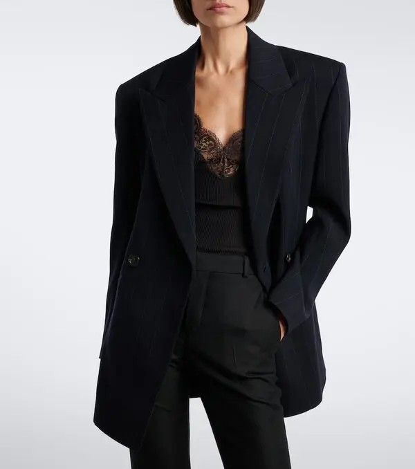 Saint Laurent Chalk Stripe Double-breasted Wool Blazer