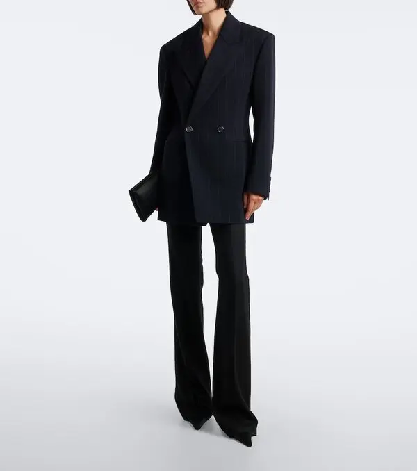 Saint Laurent Chalk Stripe Double-breasted Wool Blazer