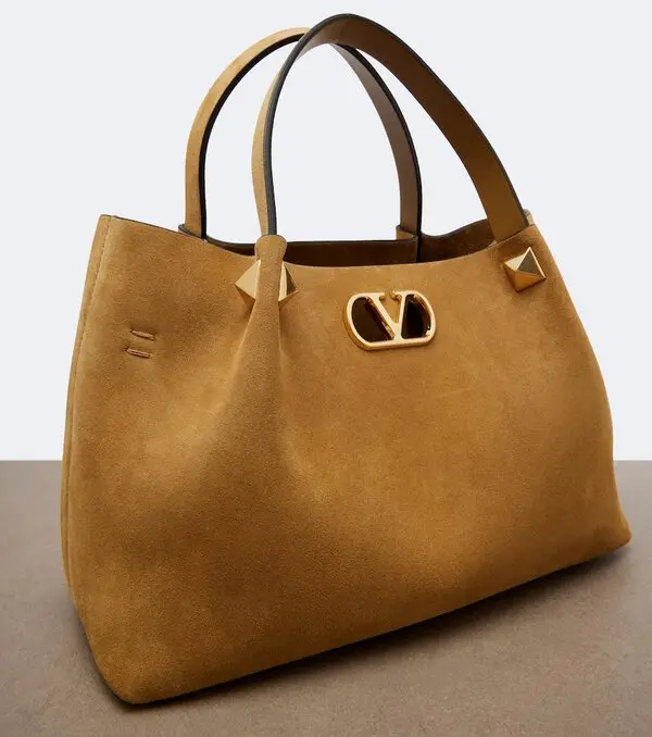 Valentino Garavani Vlogo Signature Small Suede Top-handle Bag