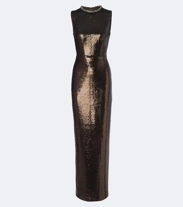 Roland Mouret Sequined Embellished Gown - Brown