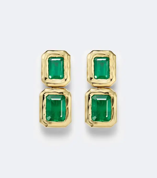 OCTAVIA ELIZABETH Nesting Gem 18kt Drop Earrings With Emeralds - Gold