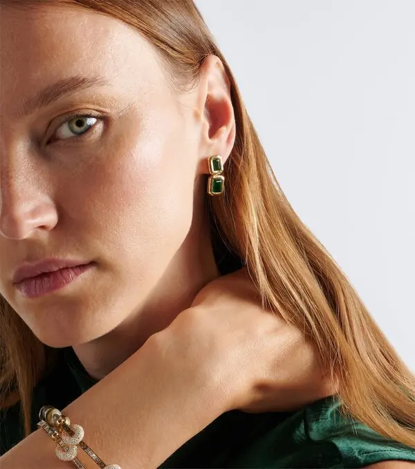 OCTAVIA ELIZABETH Nesting Gem 18kt Drop Earrings With Emeralds
