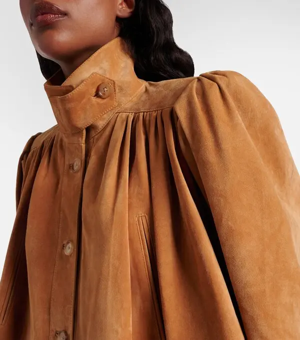 Chloé Cropped Gathered Suede Jacket