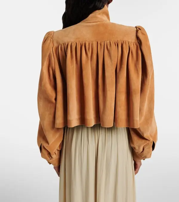 Chloé Cropped Gathered Suede Jacket