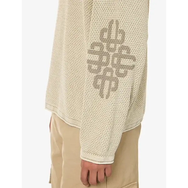 THE COUTURE CLUB Washed Emblem Cotton-knit Jumper