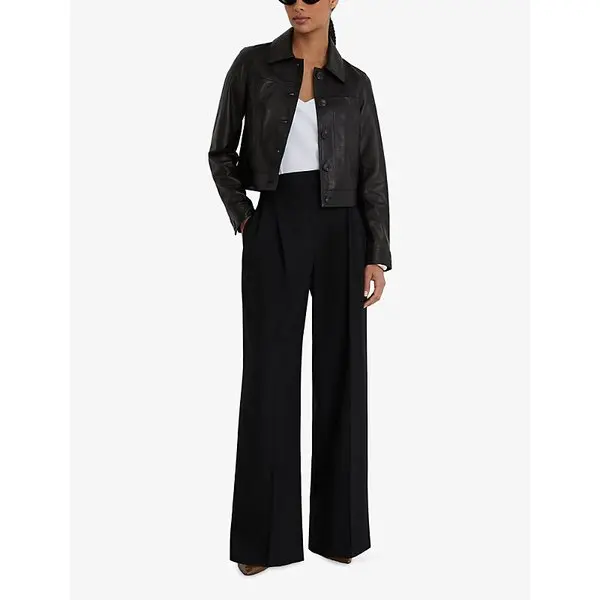 REISS Callie Cropped Leather Jacket