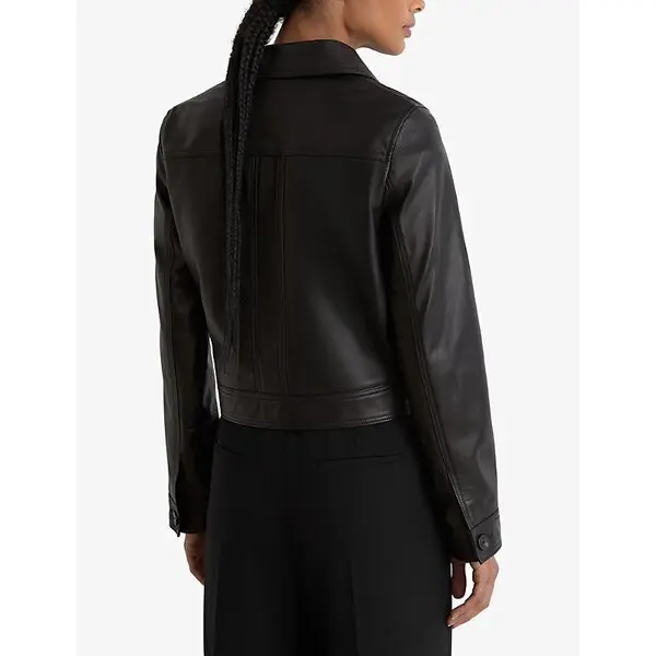 REISS Callie Cropped Leather Jacket
